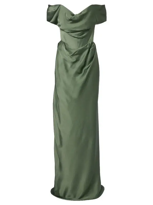 VIVIENNE WESTWOOD Nova Cocotte Draped Satin Bustier Gown - Green