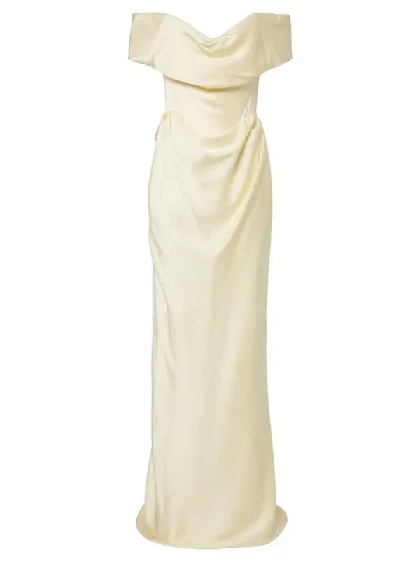 VIVIENNE WESTWOOD Nova Cocotte Draped Satin Bustier Gown - Yellow