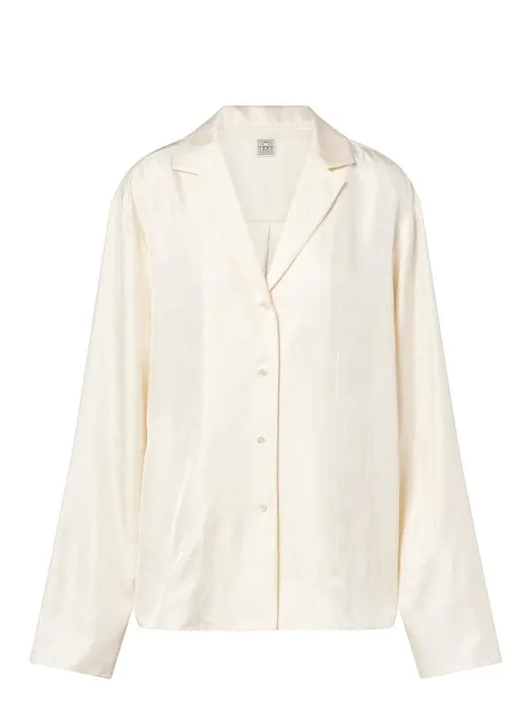 TOTEME Monogram Silk Satin Pajama Shirt - White