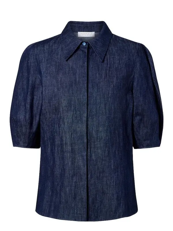 Gabriela Hearst Sansi Cotton And Linen Denim Shirt - Blue