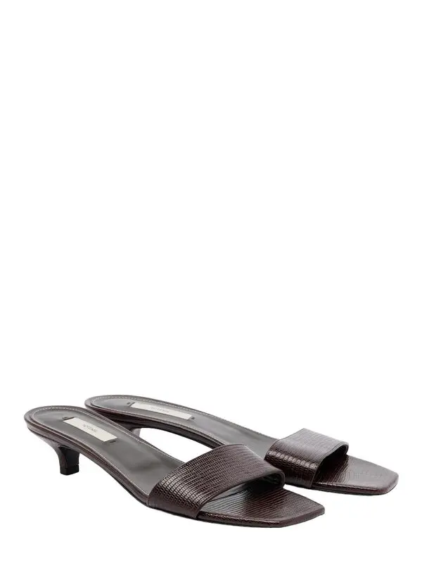 TOTEME Embossed Leather Mules - Brown