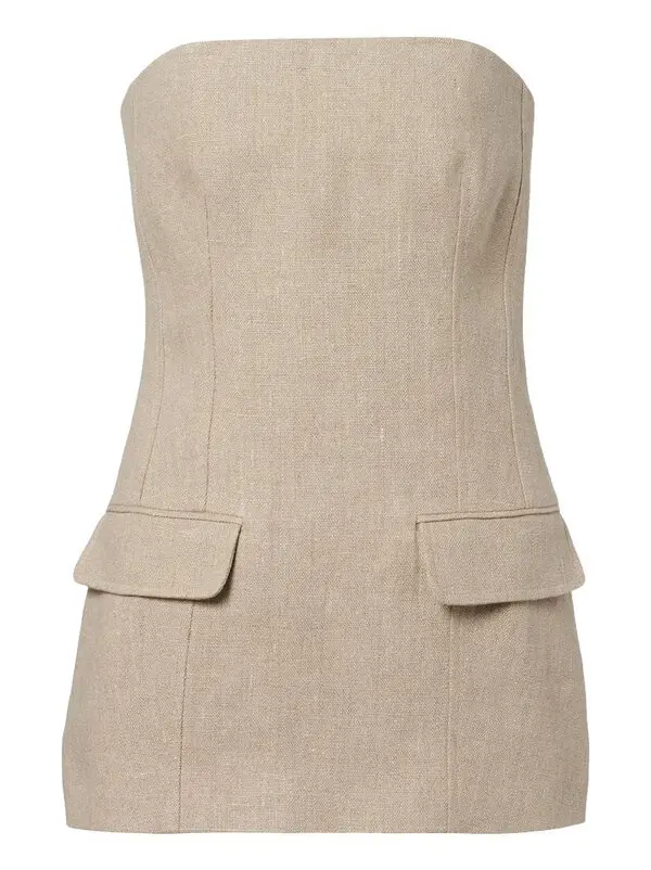TOTEME Strapless Linen Bustier Top - Beige