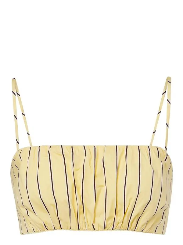 Staud Fiore Striped Cotton Crop Top - Yellow