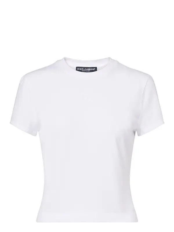 Dolce & Gabbana Embroidered Cotton-blend Jersey T-shirt - White
