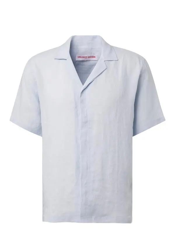 Orlebar Brown Maitan Linen Bowling Shirt - Blue