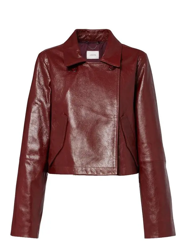 Dorothee Schumacher Cropped Leather Jacket - Burgundy