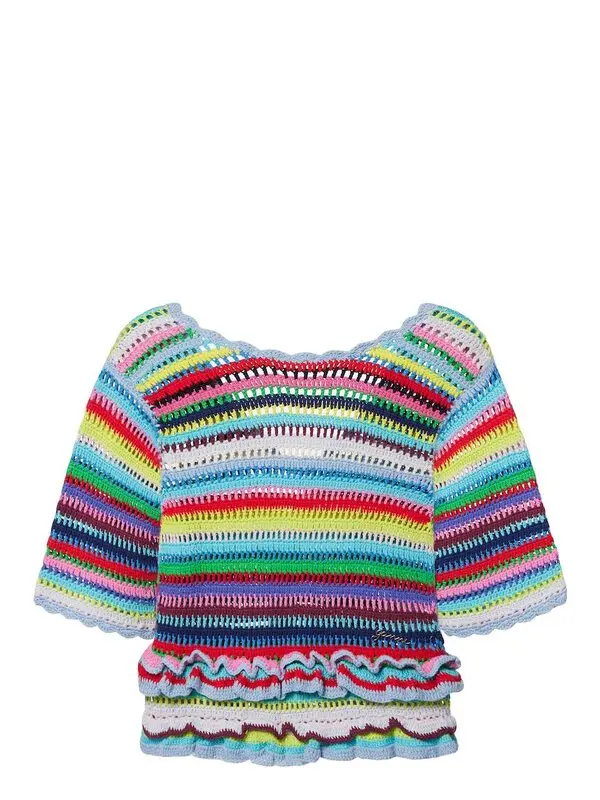 GANNI Crocheted Cotton Top - Multicoloured