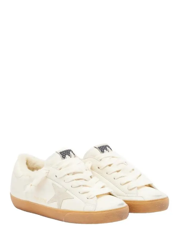 GOLDEN GOOSE Super-star Shearling-lined Leather Sneakers - White