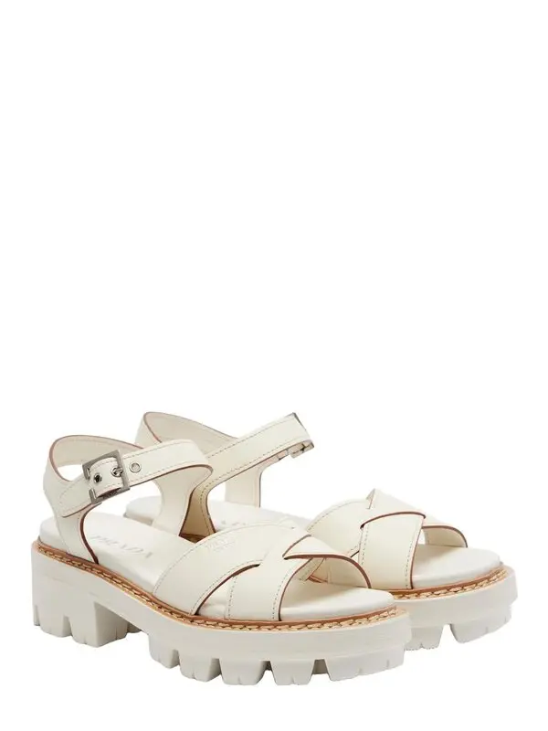 Prada Leather Sandals - White