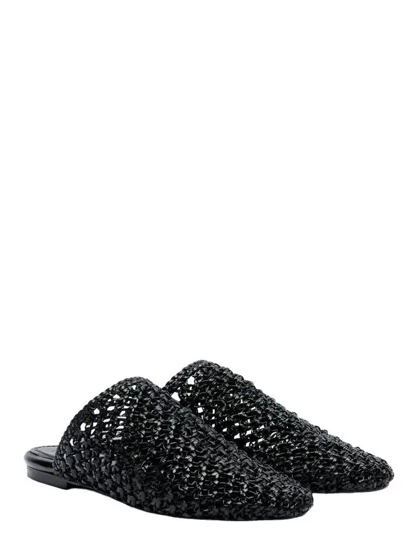 SOULIERS MARTINEZ Mallorca Woven Leather Mules - Black