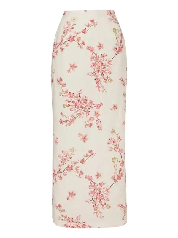 Agua Bendita Linen Maxi Skirt - White