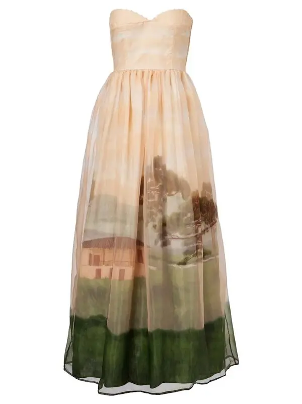 Agua Bendita Tonia Páramo Printed Cocktail Dress - Beige