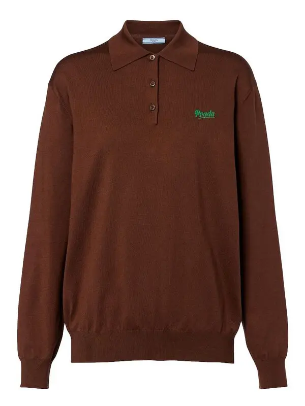 Prada Silk-blend Polo Sweater - Brown