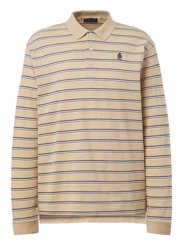 Prada Striped Cotton Piqué Polo Shirt - Beige