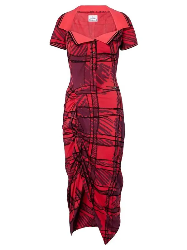 VIVIENNE WESTWOOD Long Monday Checked Cotton Polo Dress - Red