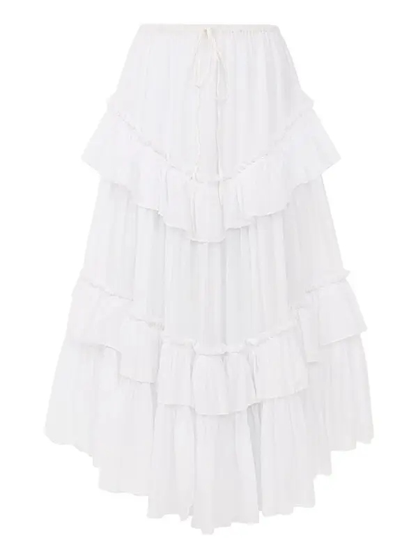 Chloé Layered Ruffle Midi Skirt - Iconic Milk