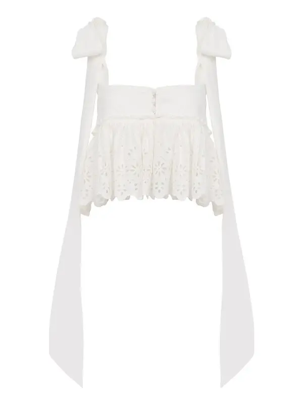 Chloé Cropped Top With Knotted Straps - Iconic Milk