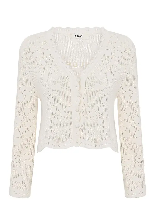 Chloé Cropped Cardigan - White