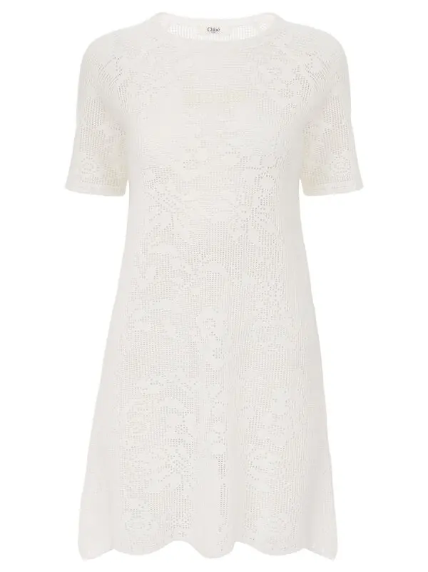 Chloé Short-sleeve Fitted Mini Dress - White