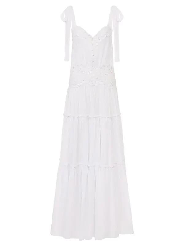 Chloé Tiered Voile Dress With Broderie Anglaise - Iconic Milk
