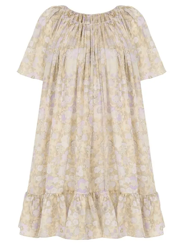 Chloé Short Pleated Charmeuse Dress - Multicolor Purple