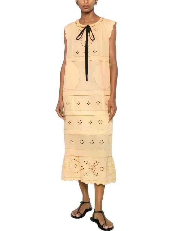 Vita Kin Kiki Broderie Midi Dress - Orange