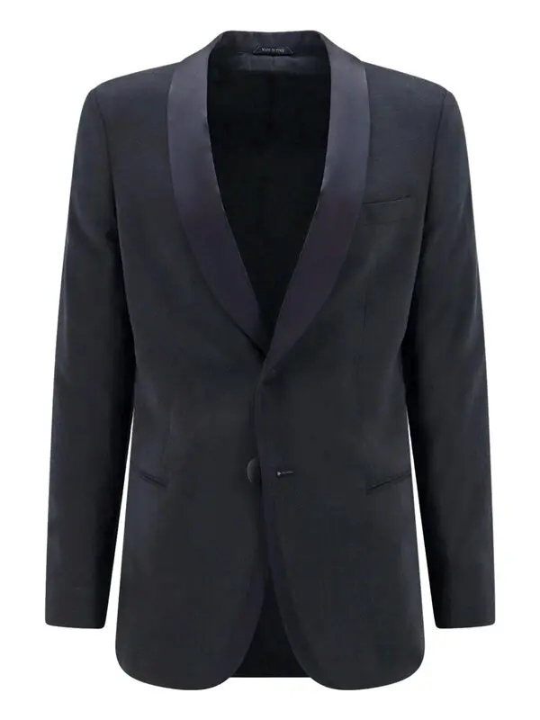 Giorgio Armani Single-breasted Twill Blazer - Black