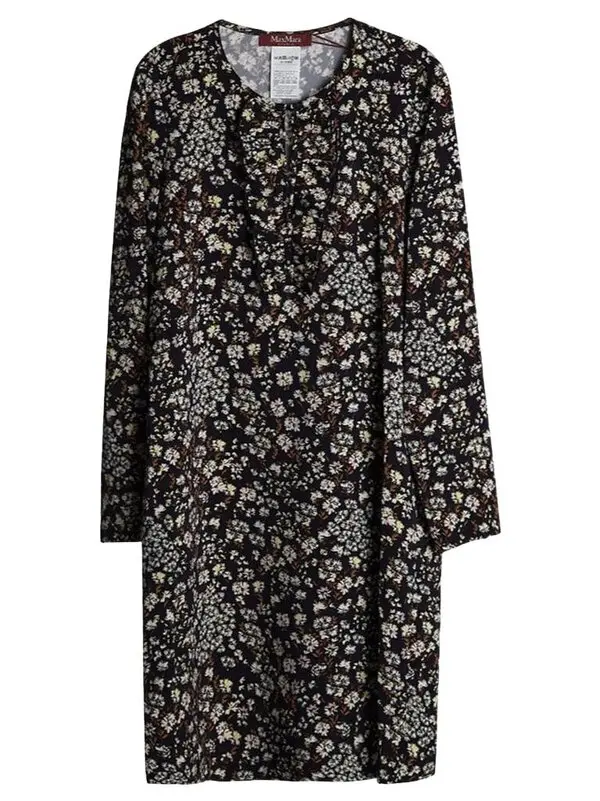Max Mara Long Sleeved Floral Dress - Black