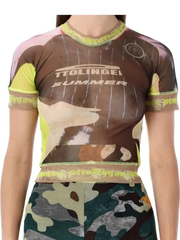 Ottolinger Printed Mesh T-shirt - Brown