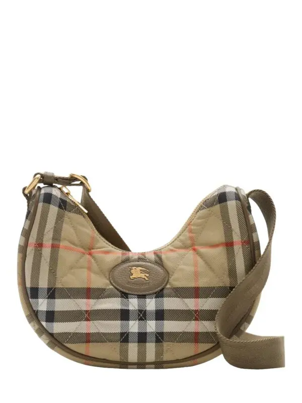Burberry Horseshoe Checked Crossbody Bag - Sand