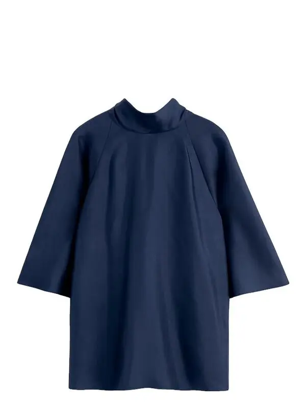 Cos Draped Tie-detail Silk Top - Navy