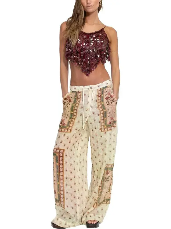 Agua Bendita Nader Cailin Sequin-embellished Fringed Top - Red