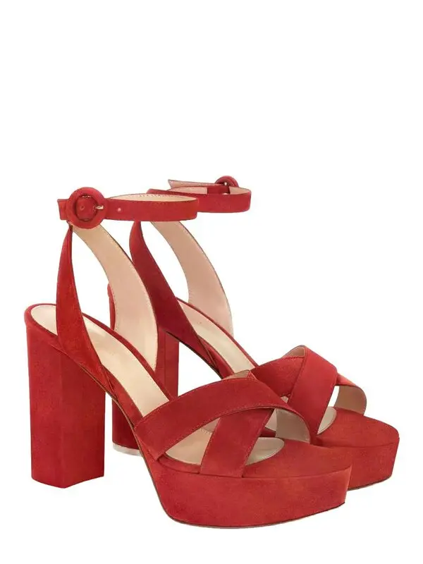 GIANVITO ROSSI Sabrina Crossover Strap Sandals - Red