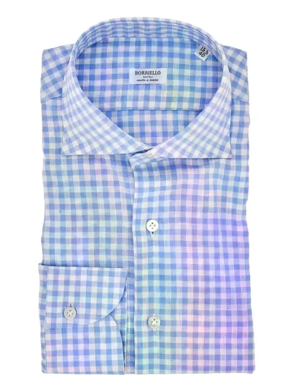 BORRIELLO NAPOLI Gingham-check Shirt - Blue