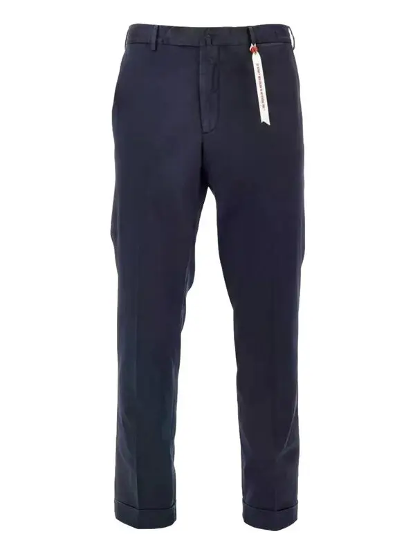 SANTANIELLO Tailored Trousers With Turned-up Hems - Blue