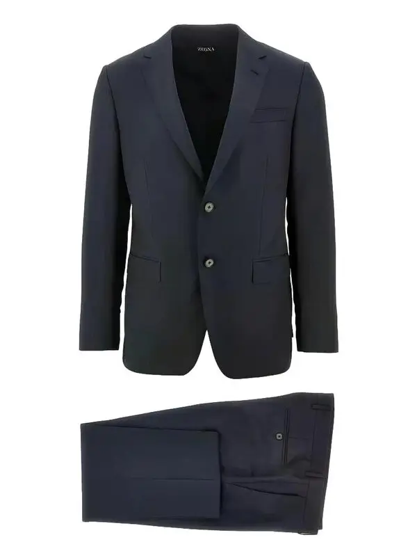 Zegna Single-breasted Wool Suit - Blue
