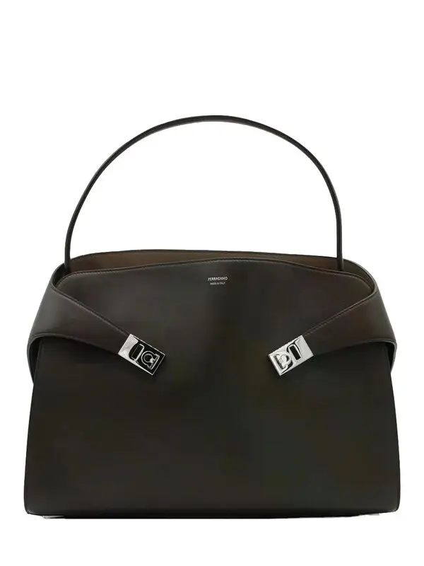 FERRAGAMO Hug Soft Leather Tote Bag - Brown