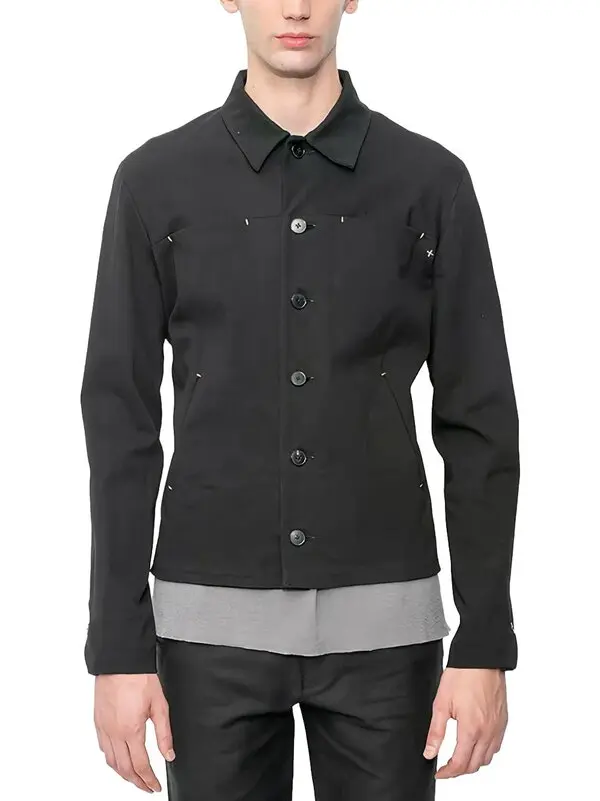 MA+ Trucker Cross-stitch Button-up Jacket - Black