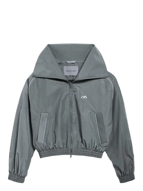 Balenciaga High Collar Track Jacket With Reflective Piping - Grey