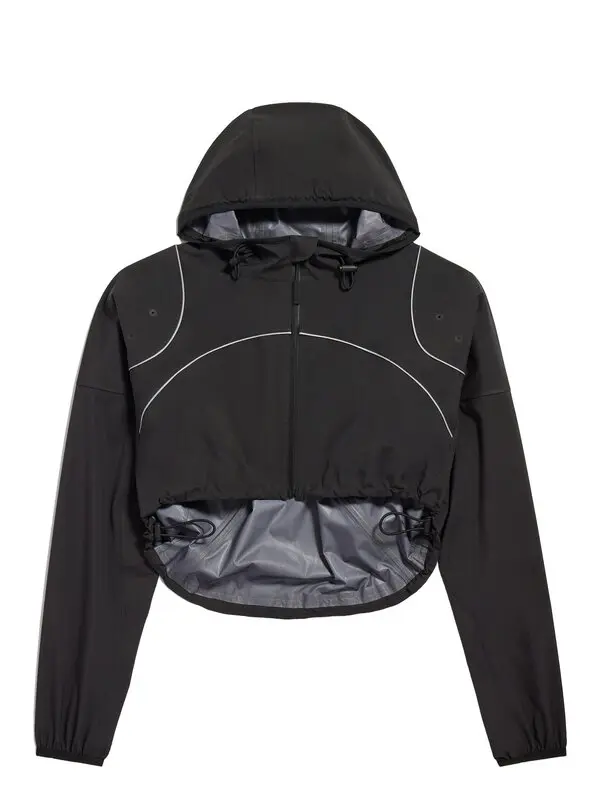 Balenciaga Cropped Track Jacket With Reflective Artwork - Black