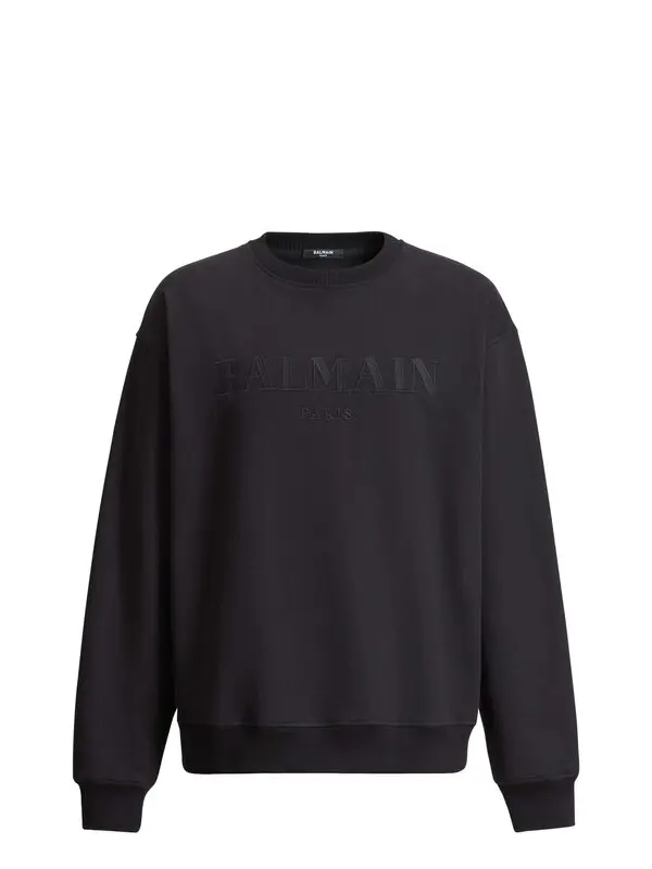 Balmain Embroidered Cotton Fleece Sweatshirt - Black