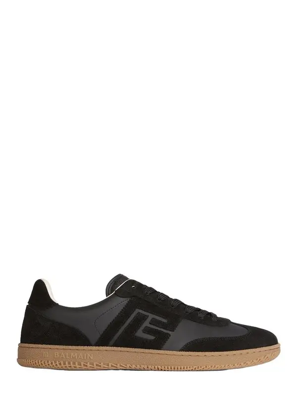 Balmain Swan Suede And Smooth Leather Lace-up Sneakers - Black