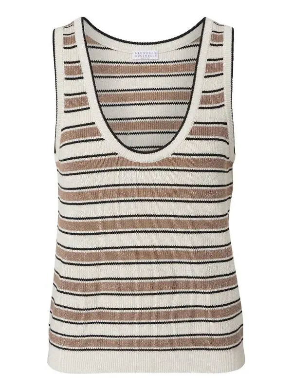 Brunello Cucinelli Striped Cotton-blend Top - Multicoloured