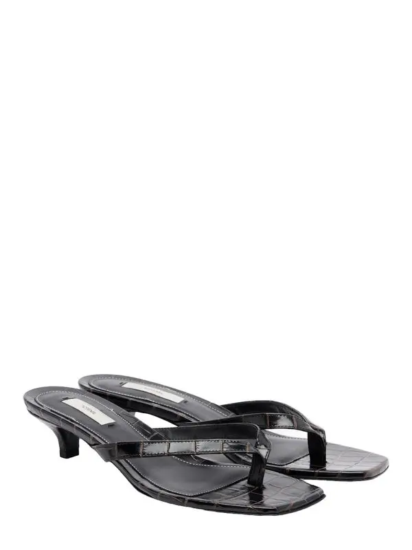 TOTEME Croc-effect Leather Thong Sandals - Brown