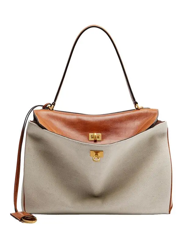 Balenciaga Rodeo Medium Canvas Tote Bag - Beige