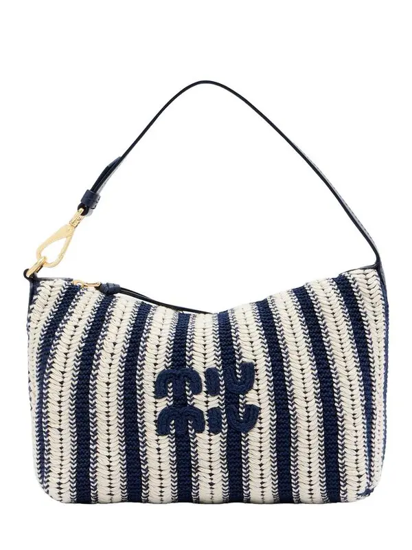 Miu Miu Striped Crochet Top Handle Bag - Blue