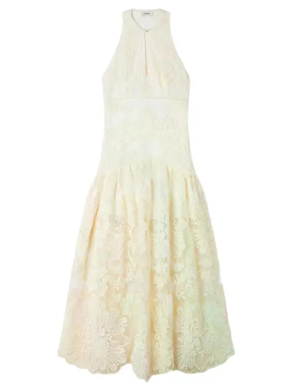 Sandro Floral Halterneck Tiered Dress - Neutrals