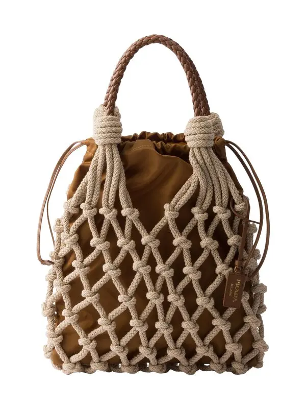 Prada Medium Cotton Macramé Bag - Neutral
