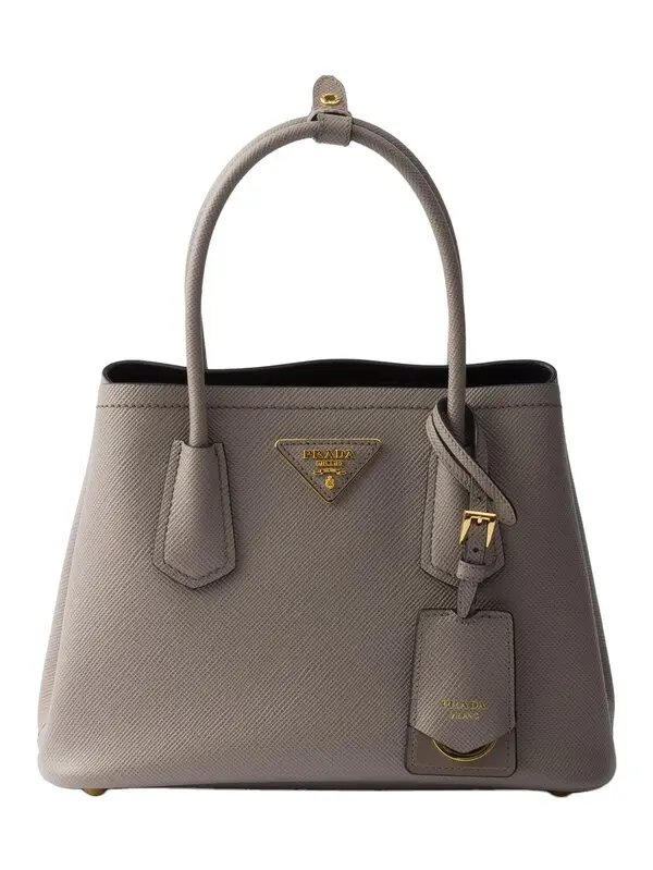 Prada Double Small Saffiano Leather Bag - Grey