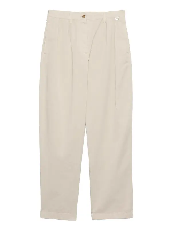 Prada Gabardine Loose Fit Drawstring Waist Trousers - Neutral